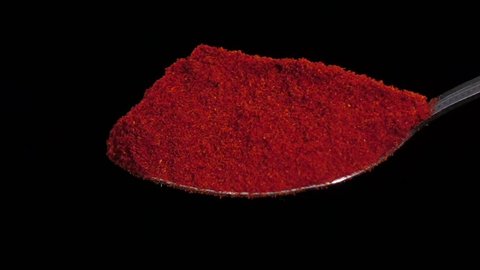 Red Chili Powder Falling Iron Spoon Stock Footage Video (100% Royalty ...