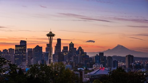 seattle washington september-2017 aerial view sunrise Stock Footage ...