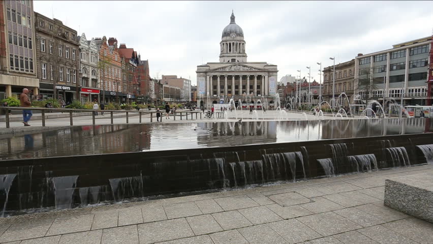 Nottingham, Uk April 4th: Fountain, Stock Footage Video (100% Royalty ...