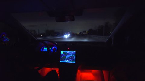 Driving Car Night Early Morning View Stock Footage Video (100% Royalty ...