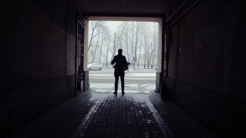 Back View Mysterious Man Walking Padestrian Stock Photo (Edit Now ...