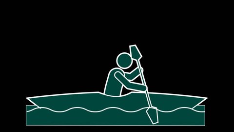 Black Stick Figure Rowing Canoe Alpha Stock Footage Video (100% Royalty ...