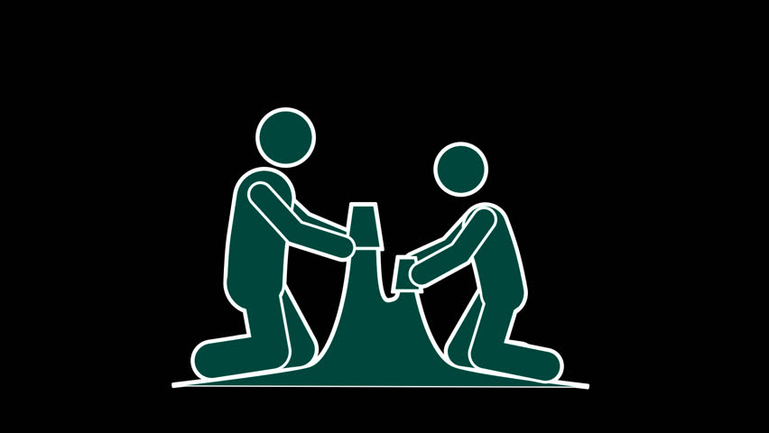 Stick Figure Sand Castle with Stock Footage Video (100% Royalty-free ...