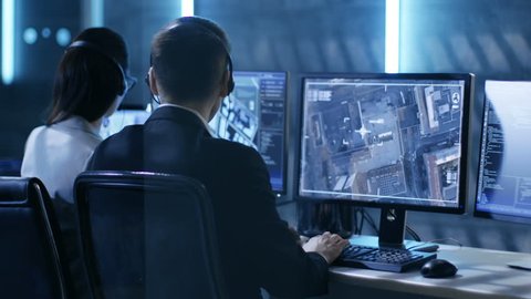 system control room technical operator stands Stock Footage Video (100% ...