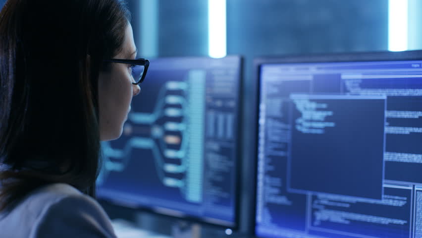 close-up footage female engineer working monitoring Stock Footage Video ...