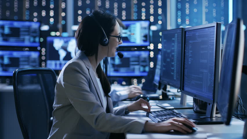 system security specialist working control center Stock Footage Video ...