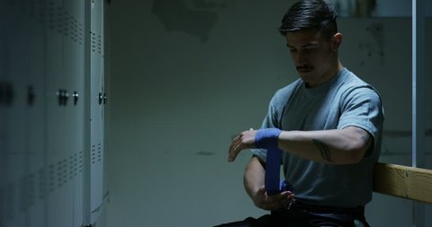 Professional Young Boxer Locker Room On Stock Footage Video (100% ...