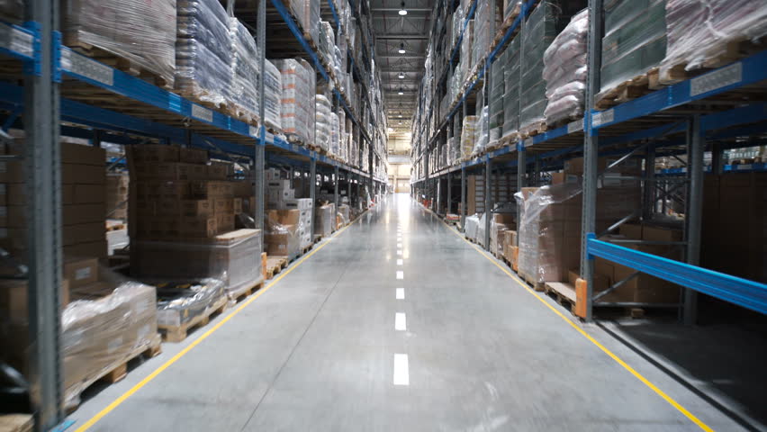 big factory warehouse store aisles camera Stock Footage Video (100% ...