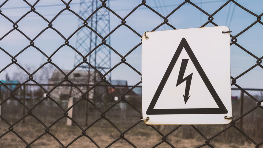high - voltage substation warning sign Stock Footage Video (100% ...