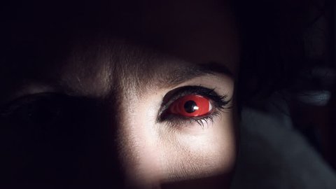 4k Thriller Horror Woman Eye Red Stock Footage Video (100% Royalty-free ...