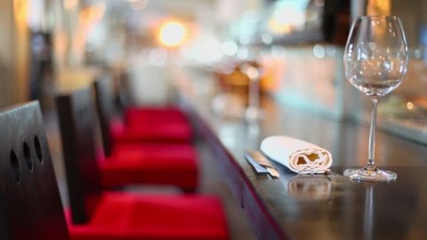 Waiter Walk Near Long Table Glasses Stock Footage Video (100% Royalty ...