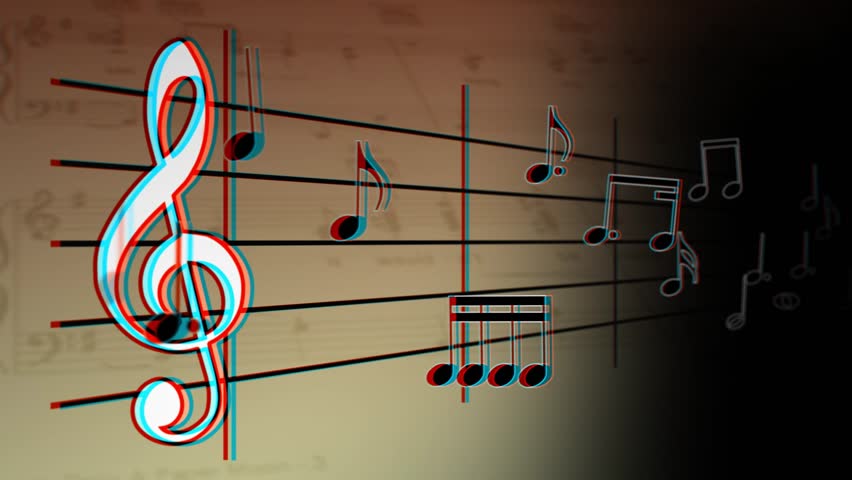 stereoscopic 3d music notes animated over Stock Footage Video (100% ...