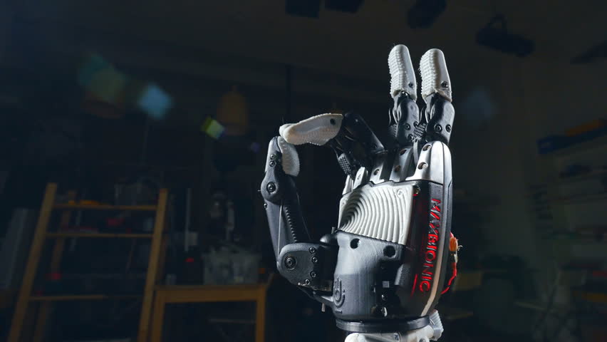 Cyber Hand, Robotic Arm Showing Stock Footage Video (100% Royalty-free ...