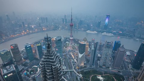 Shanghai Day Night Time Lapse Aerial Stock Footage Video (100% Royalty ...