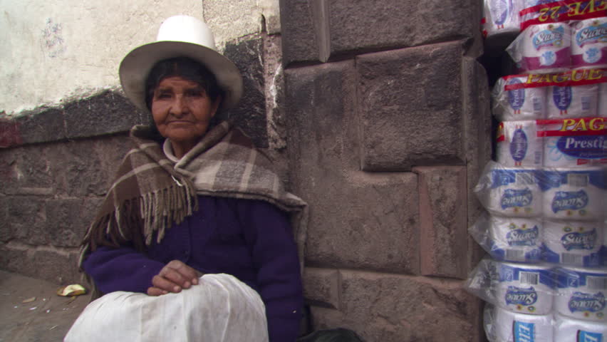 elderly peruvian woman white hat seated Stock Footage Video (100% ...