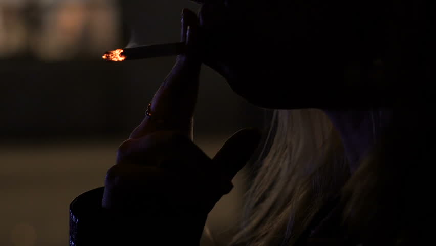 Woman Smoking Cigarette in Darkness, Stock Footage Video (100% Royalty ...