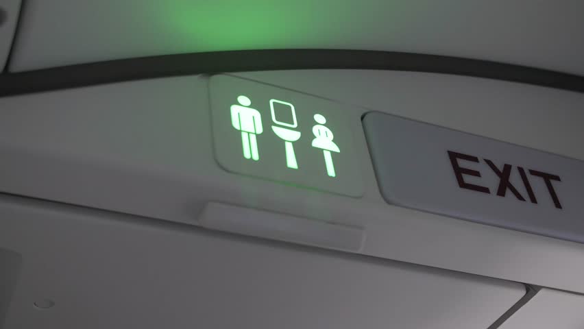 Shot of Airplane Lavatory Sign Stock Footage Video (100% Royalty-free ...