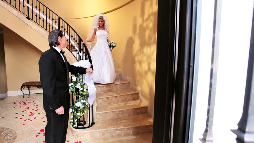 proud father waiting bottom luxurious staircase Stock Footage Video ...