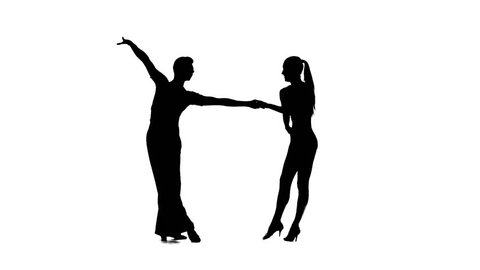 Silhouette Pair Professional Dancers Perform Rumba Stock Footage Video ...