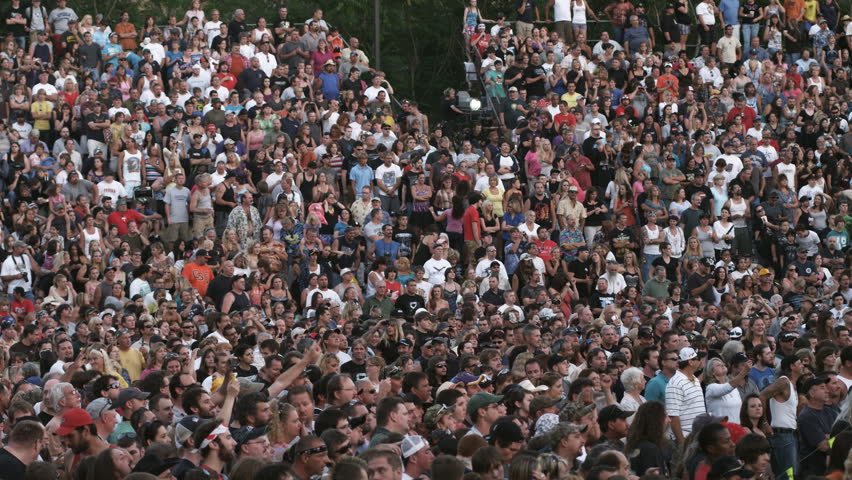 crowd waving cheering beginning outdoor performance Stock Footage Video ...