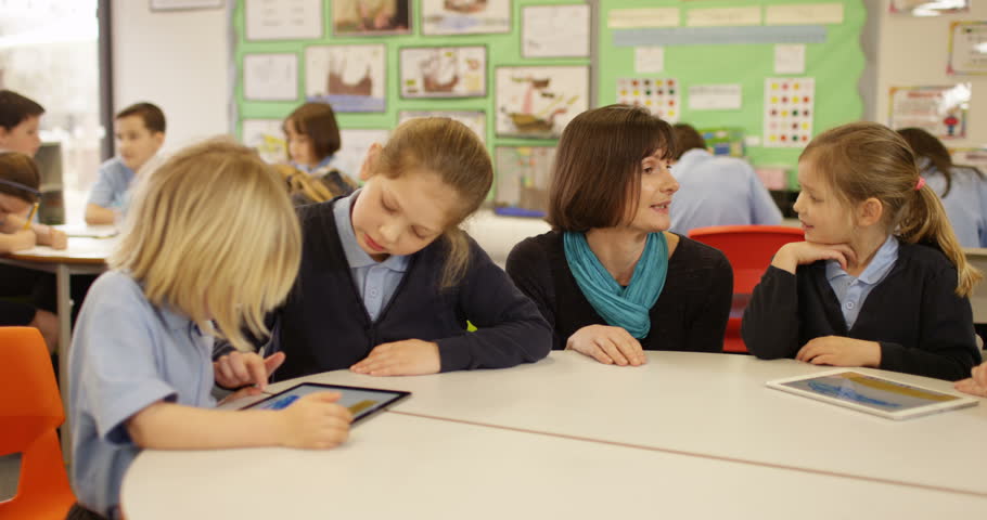 4k, Elementary School Teacher with Stock Footage Video (100% Royalty ...