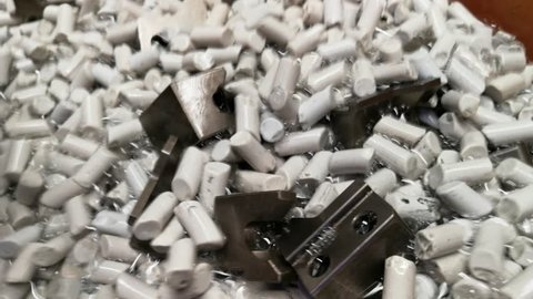 Vibratory Finishing Rumbling Polishing Deburring Machine Stock Footage ...