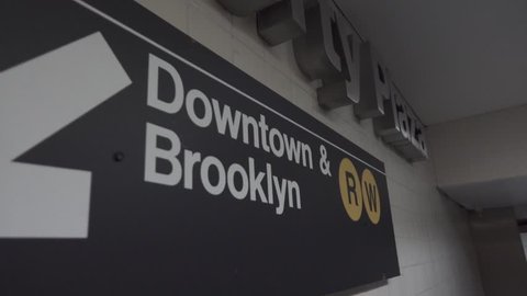 Downtown Brooklyn Subway Sign Metro Station Stock Footage Video (100% ...