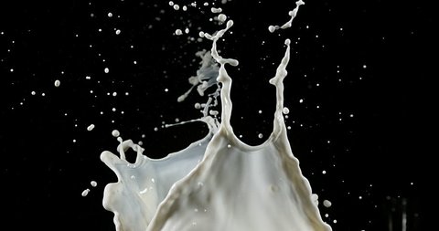 Exploding Milk Against Black Background Slow Stock Footage Video (100% ...