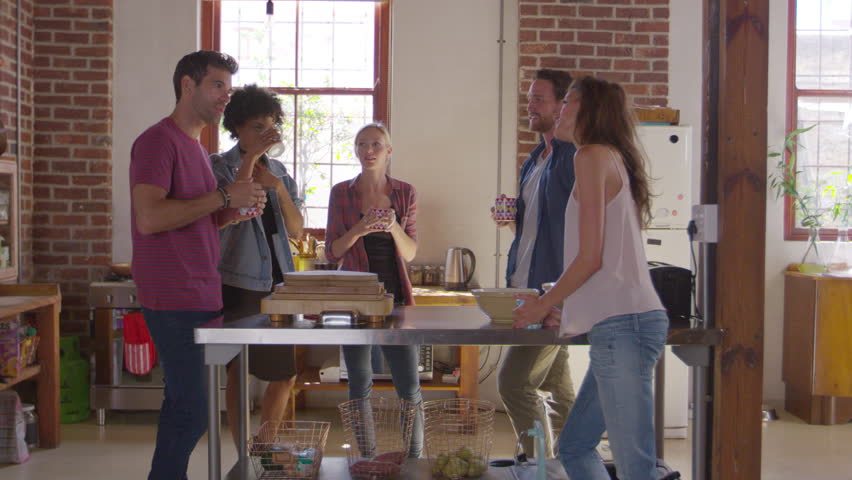 Five Friends Stand Talking in Stock Footage Video (100% Royalty-free ...