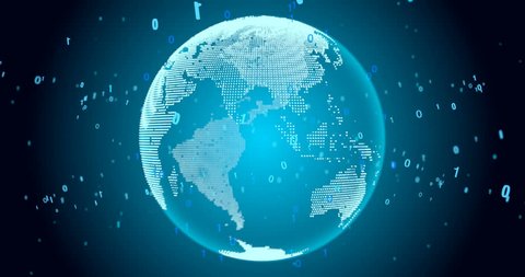 Earth Rotating Surrounded By Bytes Particles Stock Footage Video (100% ...