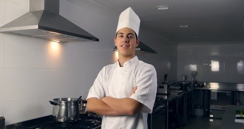 Smiling Young Chef Portrait Working Professional Stock Footage Video ...