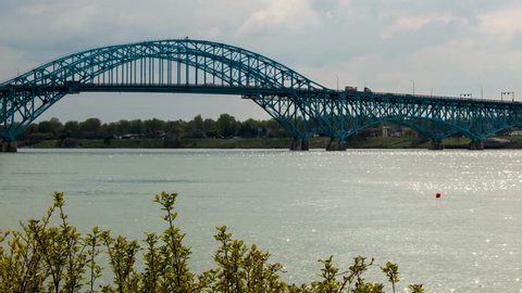Timelapse Large Bridge Over River Rain Stock Footage Video (100% ...