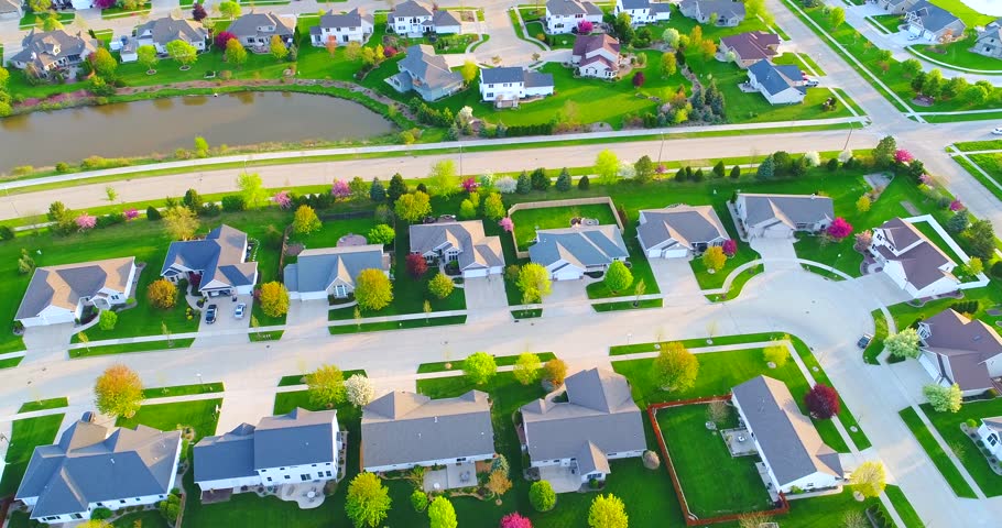 Beautiful Suburban Neighborhoods Nice Homes Aerial Stock Footage Video ...