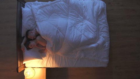 Happy Couple Hug Bed Night Time Stock Footage Video (100% Royalty-free ...