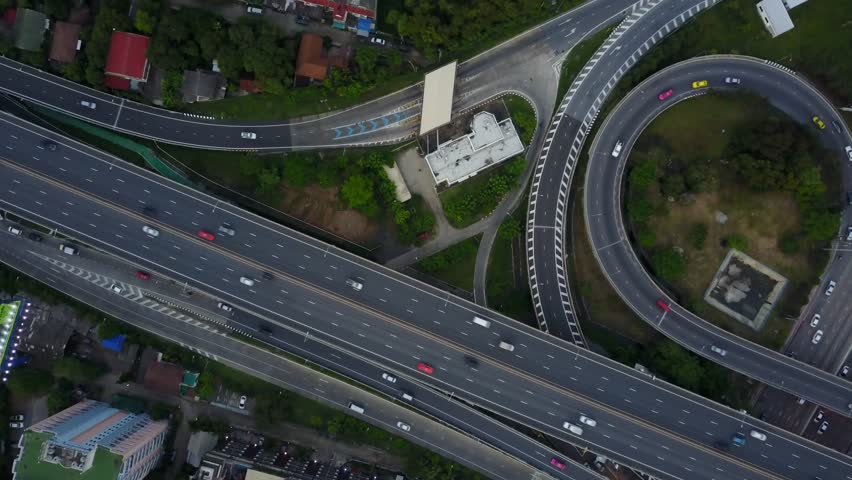 highway intersection traffic drone view 4k Stock Footage Video (100% ...