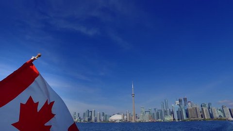skyline toronto canadian flag Stock Footage Video (100% Royalty-free ...