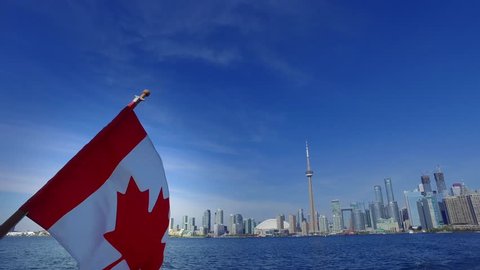 skyline toronto canadian flag Stock Footage Video (100% Royalty-free ...