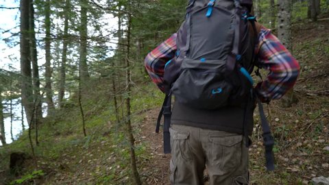 Hiker Wearing Hiking Backpack Hardshell Jacket Stock Photo (Edit Now ...