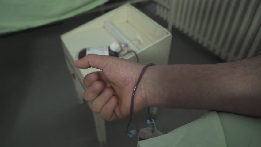 Male Donor Pumps Hand During Stock Footage Video (100% Royalty-free ...