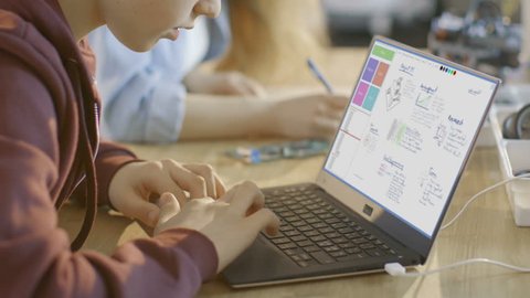 Smart Boy Works On Project His Stock Footage Video (100% Royalty-free ...