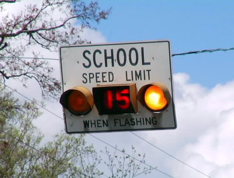 School Speed Limit Sign Flashing Lights Stock Footage Video (100% ...