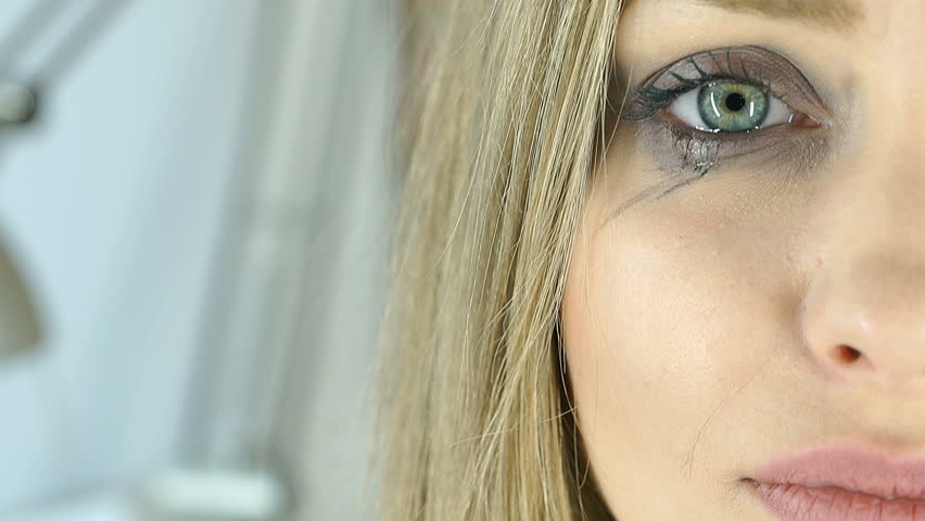 close girl's half face while crying Stock Footage Video (100% Royalty ...