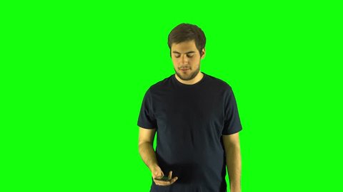 man standing front green screen background Stock Footage Video (100% ...