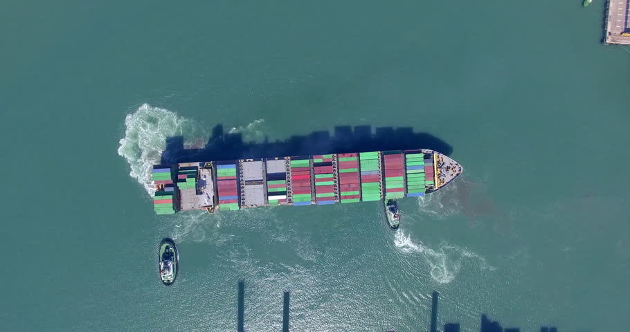 Large Container Ship Pulled By Stock Footage Video (100% Royalty-free ...