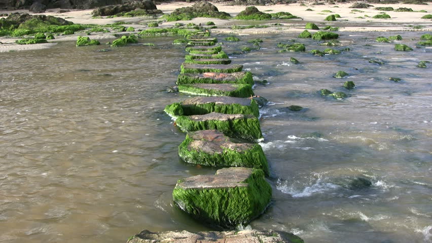 Stepping Stones Over a Stream Stock Footage Video (100% Royalty-free ...