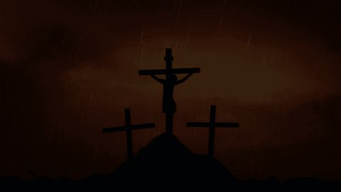 Jesus On Cross Under Lightning Storm Stock Footage Video (100% Royalty ...