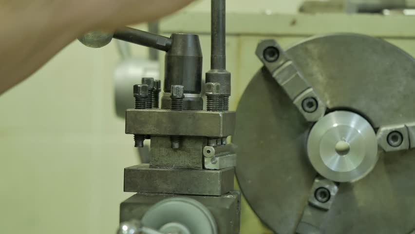 Operator Adjusts Milling Machine Turning Lathe Stock Footage Video (100 ...