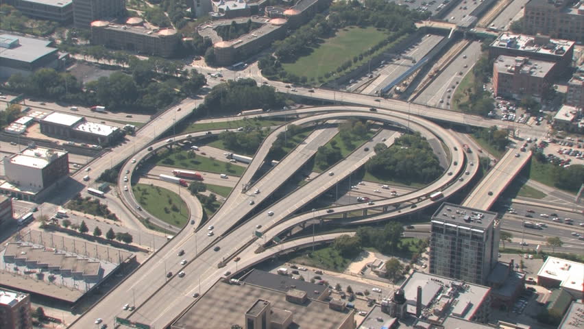 aerial view highway interchange chicago illinois Stock Footage Video ...