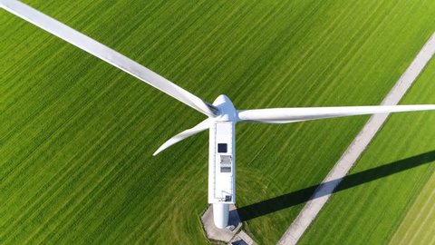 Aerial Wind Turbine Top Down View Stock Footage Video (100% Royalty ...