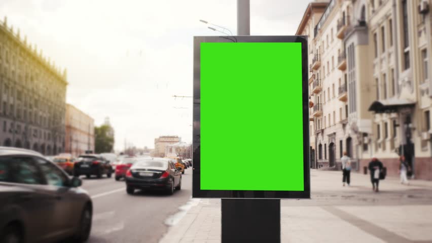 billboard green screen on busy street Stock Footage Video (100% Royalty ...